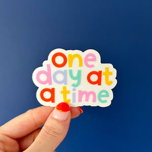 One Day at a Time Clear Sticker – Nutmeg and Arlo