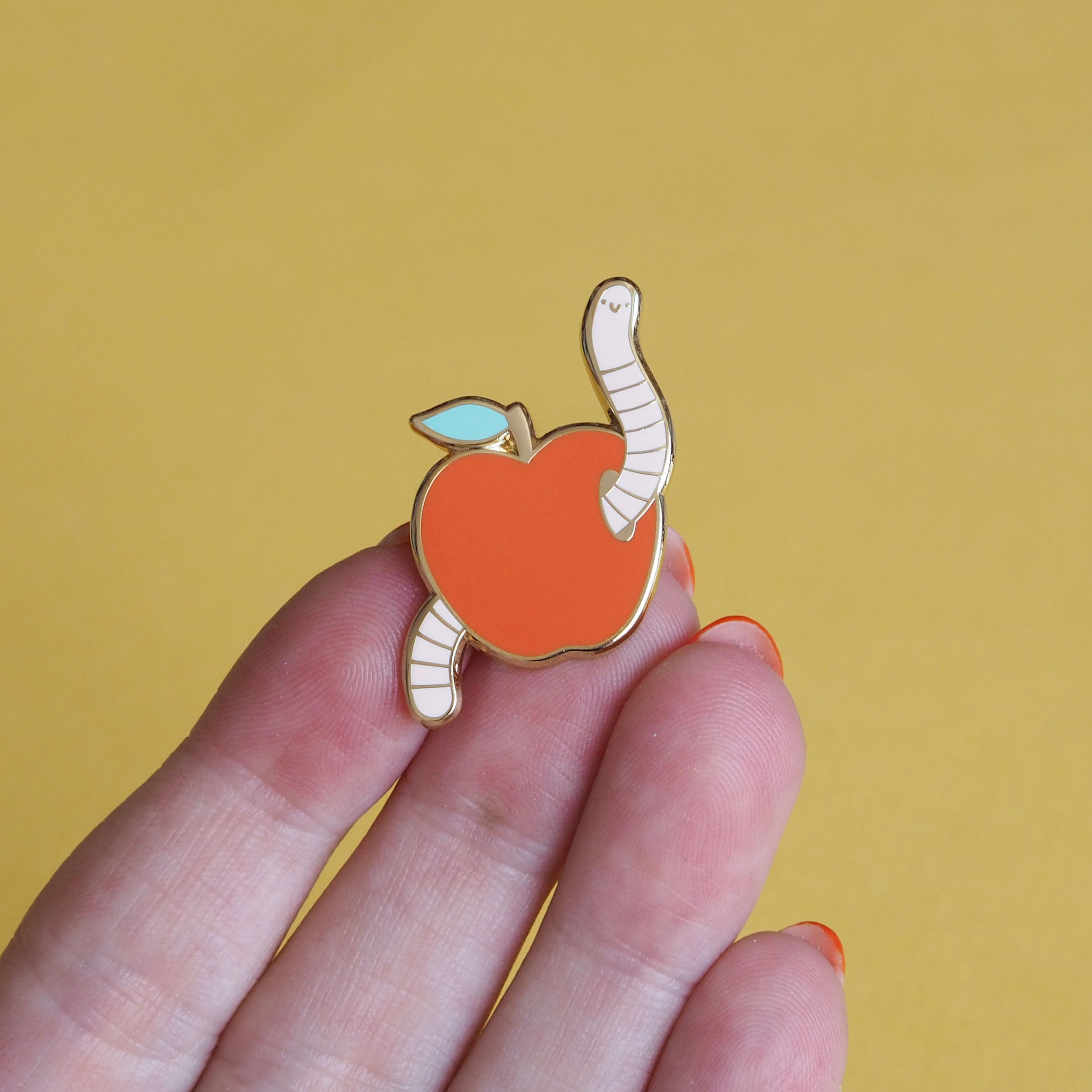 Wormy Apple Enamel Pin – Nutmeg and Arlo